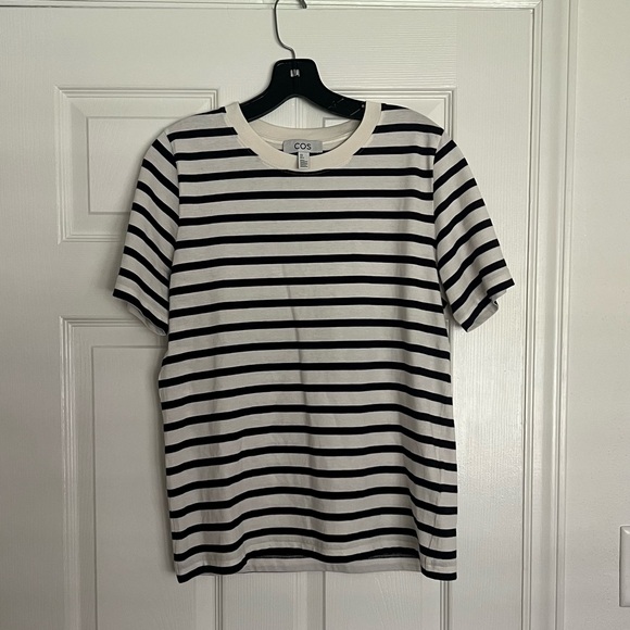 COS | Shirts | Cos Black And White Striped Short Sleeve Tee | Poshmark